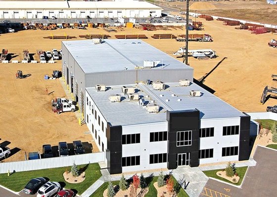 SCB012 Pre Built Metal Buildings / Steel Frame Fabrication With Mezzanine