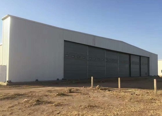Light Metal Frame Structure Steel Structure Hangar With Sliding Door