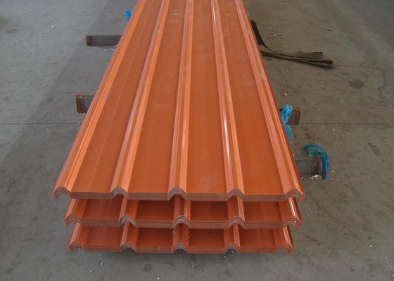 SPCC Zinc Corrugated Steel Sheets Color Coated Roofing Sheet In Green , Orange