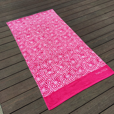 Soft Women Designer Beach Towels Reactive Print Pink And White Flower