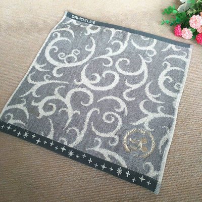 Gray Simple Design Cotton Face Towel Folded Edge With Plush Terry