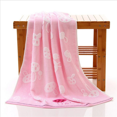 Woven Rabbits Pink Bamboo Bath Towels / Adult Beach Towels For Swimming