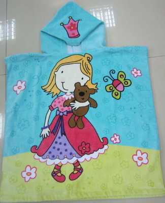 Princess Girls Hooded Poncho Towel Eco - Friendly Reactive Printed