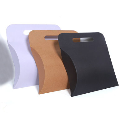 China Kraft pillow box with die cut handle plain without printing supplier