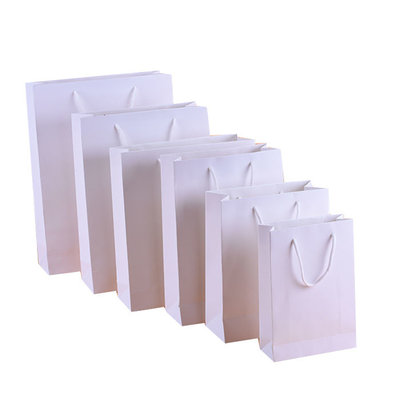 Pure white clothes packaging paper bag accept personal logo printing supplier