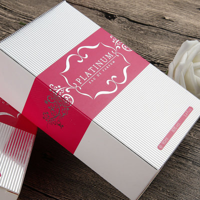 Embossed silver stamping color printing perfume packaging box supplier