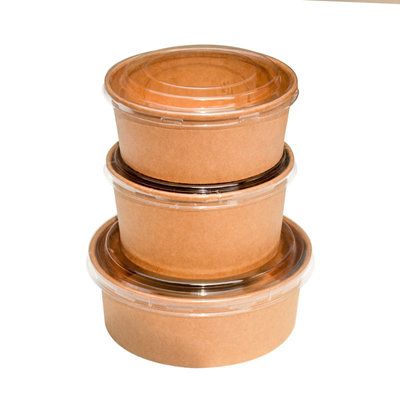 Disposable packaging box great capalibity round kraft paper fast food soup bowl with top lid supplier