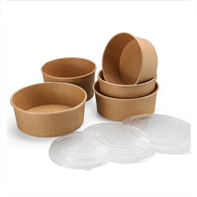 Disposable packaging box great capalibity round kraft paper fast food soup bowl with top lid supplier