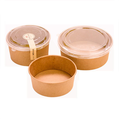 Disposable packaging box great capalibity round kraft paper fast food soup bowl with top lid supplier