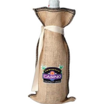 Burlap wine tote