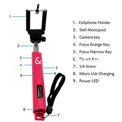 Flexion QuickSnap Extendable Selfie stick with built-in Bluetooth Remote Shutter supplier
