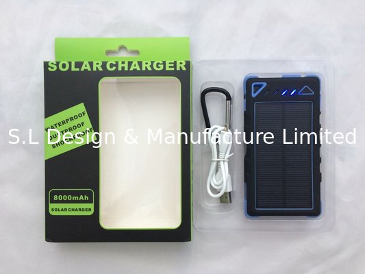 8000mah real capacity Hockey, shockproof, anti friction, dustproof solar power banks with climbing hook supplier