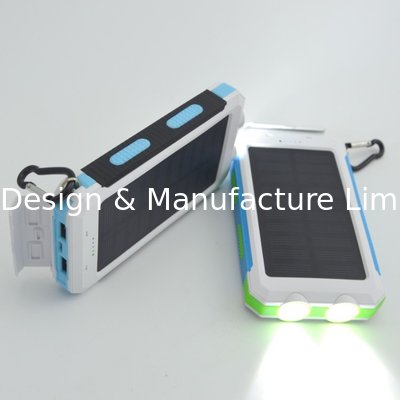 waterproof SOS led light 10000mah solar power bank with buckle supplier