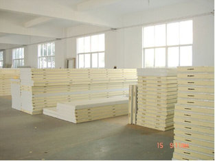China Credible high desity Pu sandwich panel Insulation PU sandwich panel made by our high pressure PU foam injection machine supplier