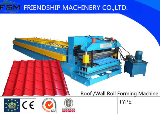 Aluminum Sheet / Steel / Color Alu Coil Glazed Tile Roll Forming Machinery Driven By Chain