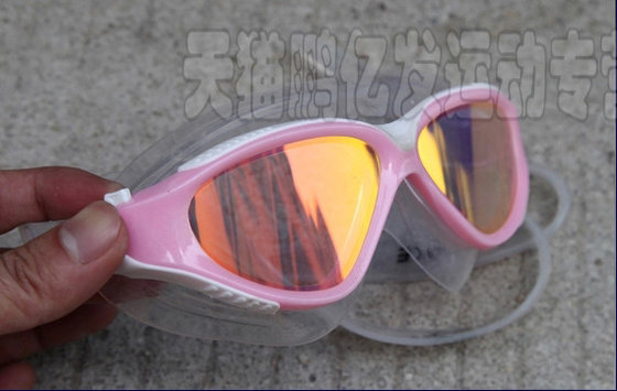 Customized Pink Anti Fog Mirrored Swimming Goggles for Womens , Mens