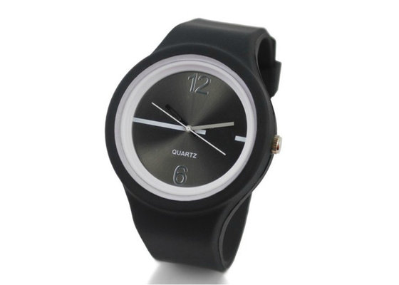 Black Silicone Wristband Watches Water Resistant Silicone Jelly Watch For Youth