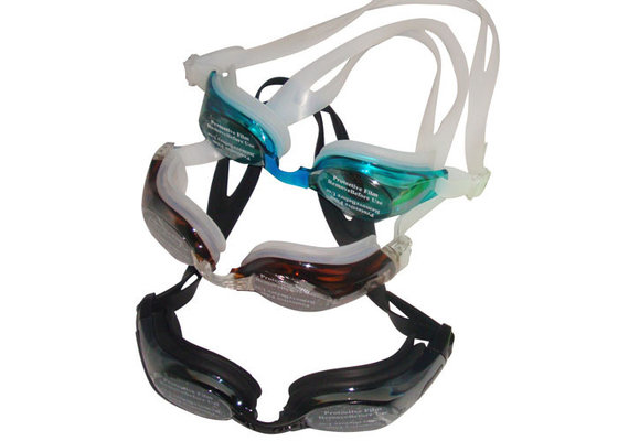 UV Resistant Black Coffee Turq Silicone Swimming Goggles With Strap