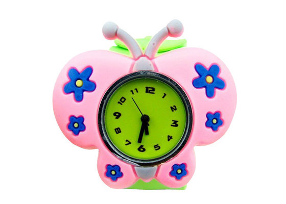 Pink Butter Flyer Silicon Slap Bracelet Watch ,Wrist Watch For Kids