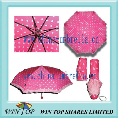 China DOT Design Ladies Folding Umbrella with Lace supplier