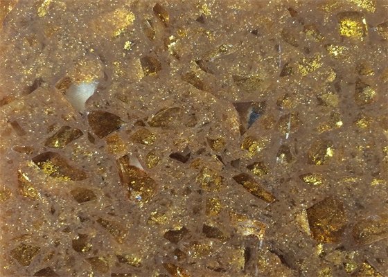 Gold Galaxy  Engineered Quartz Stone For Kitchentops / Worktops Natural Stone Surfaces