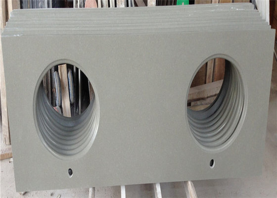 Mordern Engineered Grey Quartz Bathroom Vanity Countertops with Double Sink