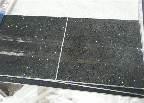 High Hardness Black Sparkle Floor Tiles / Artificial Quartz Stone Wall and Floor Tiles