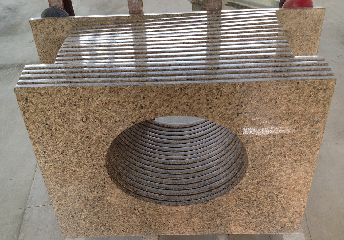 Polished Gold Rock Engineered Quartz Bathroom Vanity Tops with Artificial Quartz Rocks