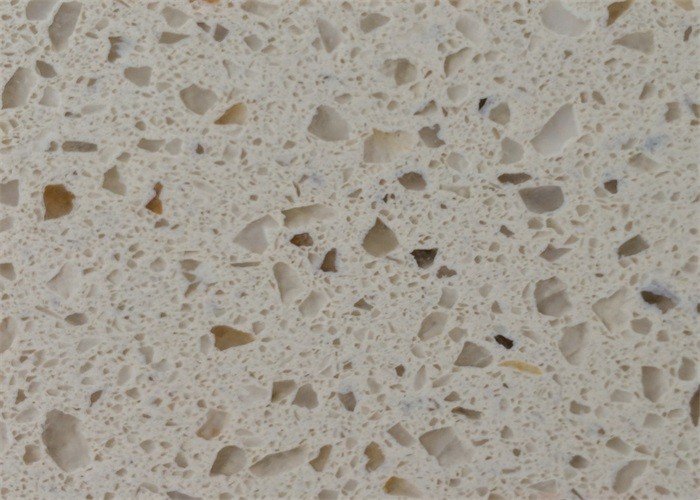 Granite Pattern Multi Almond Rocca Spot Engineered Quartz Stone For Kitchen Countertops