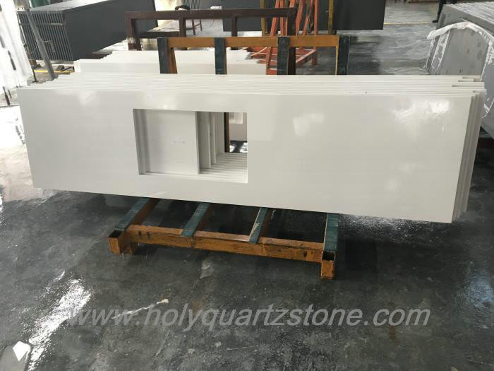 Engineered Quartz Bathroom Vanity Tops For Countertop / Benchtop / Worktop