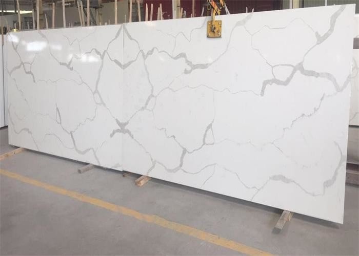 Artificial Marble Pattern White Quartz Countertops Calacatta Quartz Slabs Safety Durability