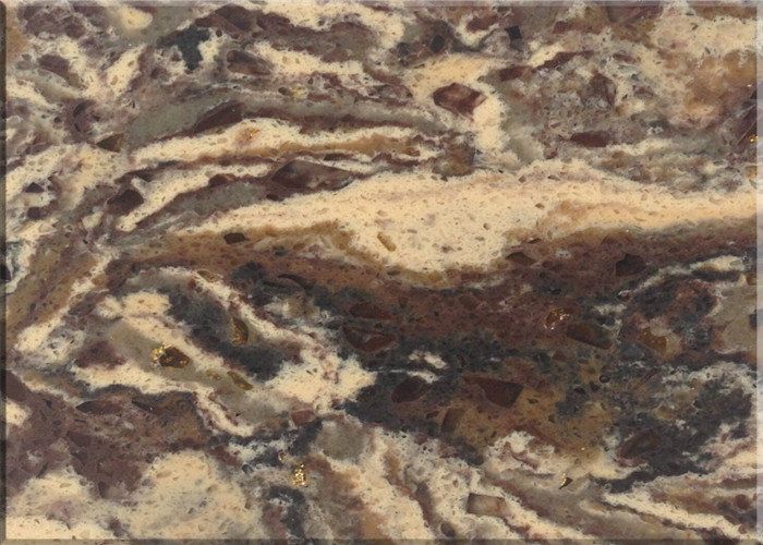 Kitchen Counters Engineered Quartz Stone / Artificial Quartz Slabs Mixed Vein Gem Canyon