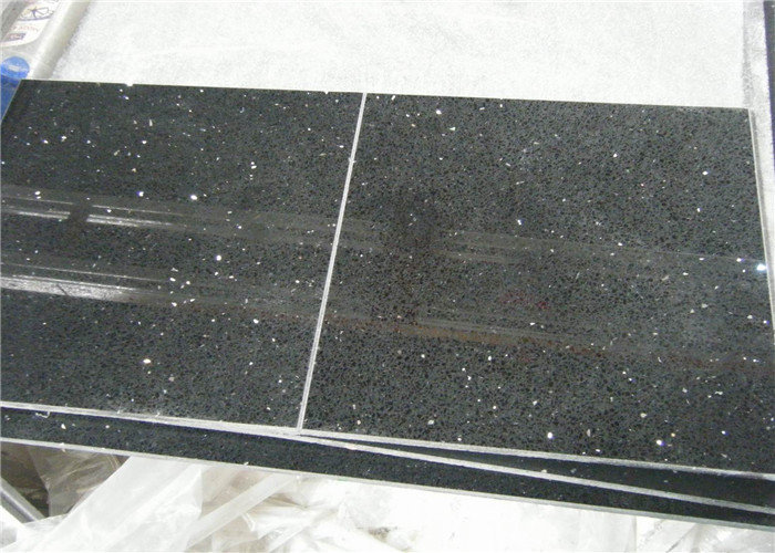 High Hardness Black Sparkle Floor Tiles / Artificial Quartz Stone Wall and Floor Tiles