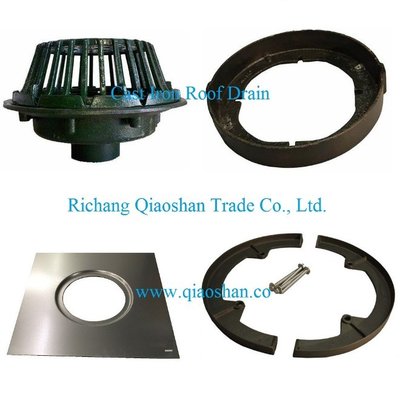 Large Sump Cast Iron Roof Drain with No-Hub Outlet