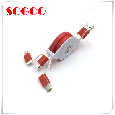 LOGO Printed Retractable Cable Assembly Retractable Earphone Cable For Mobile Phone