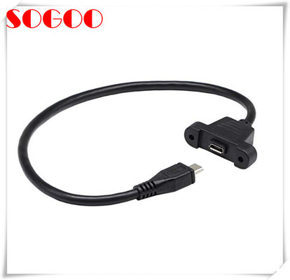 Micro USB Panel Mount Cable / Male To Micro Female Ear Screw Install