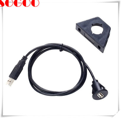 Waterproof Car Dashboard Flush Mount USB 2.0 Socket Extension Panel Cable