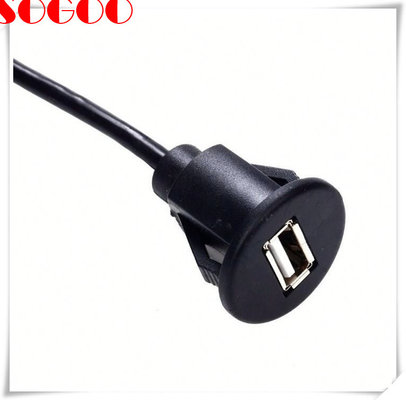 Waterproof Car Dashboard Flush Mount USB 2.0 Socket Extension Panel Cable
