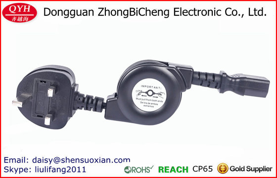 BS Standard Portable Retractable Laptop AC Power Cord