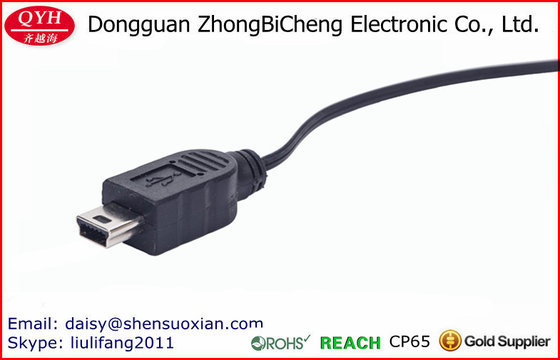 Black Double Way Extension Standard 5 Pin Mini usb Cable