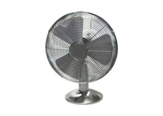 China Brushed Metal Nickel Oscillating Desk Fan For Home &amp; Office Strong Wind supplier