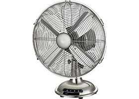 Electric 12 Oscillating Table Fan Plastic Retro 3 Speed Brushed Nickel supplier