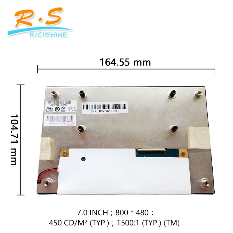 New and Original 7" high Contrast Ratio(1500/1） LCD Panel Assembly for industrial lcd panel G070VVN01.0