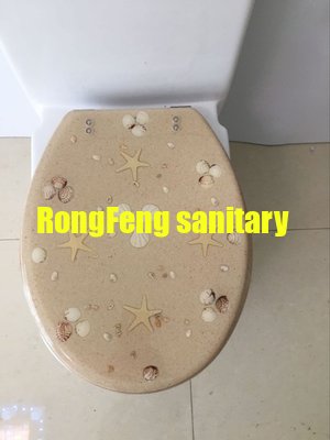 sealife  polyresin decorate sanitary ware toilet seat with best quality hinge,sand toilet seat