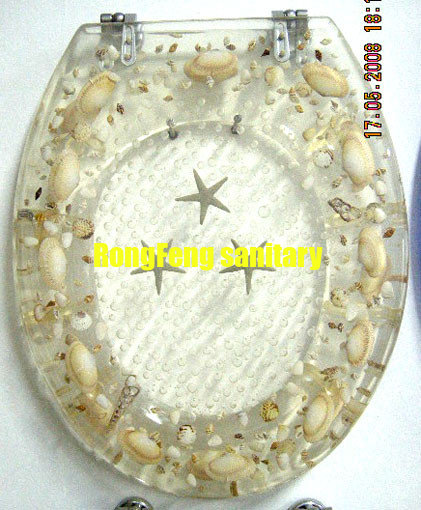 polyresin toilet seat cover,MDF ,color toilet,PP toilet seat,sea star,shell transparent,
