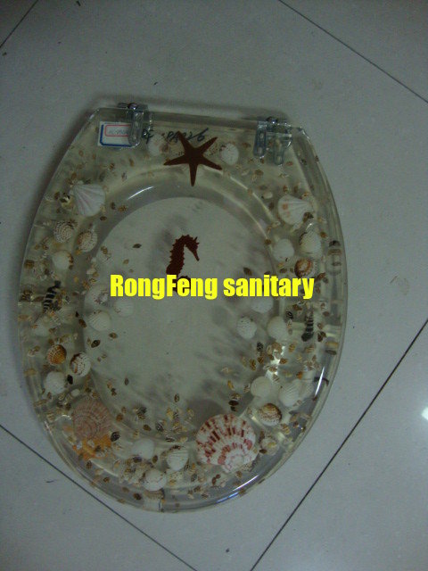polyresin toilet seat cover,MDF ,color toilet,PP toilet seat,sea star,shell transparent,