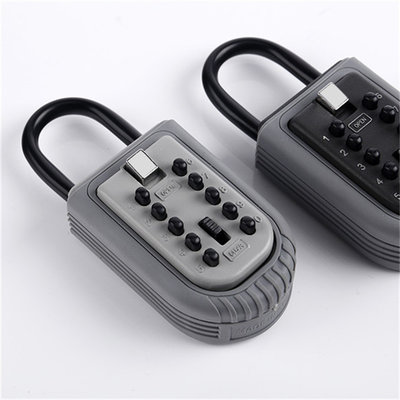 Economic 10 Push Button Metal Key Lock Box Portable With Light Grey Cap