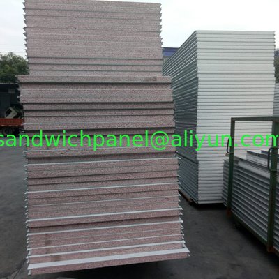 light weight fireproof 50mm TPS sandwich panel  with grey white surface for prefabricated house
