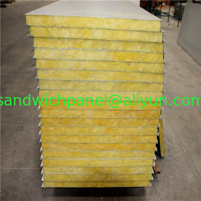 good sound insulation 35kg / m3 50mm grey white double steel glass wool sandwich panel