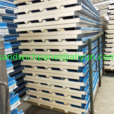 50mm corrugated blue PU (polyurethane ) foam core material cover with 0.426mm steel sheet both side